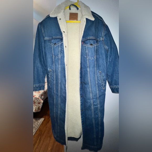 Levi's | Jackets & Coats | Levis Denim And Sherpa Long Coat | Poshmark